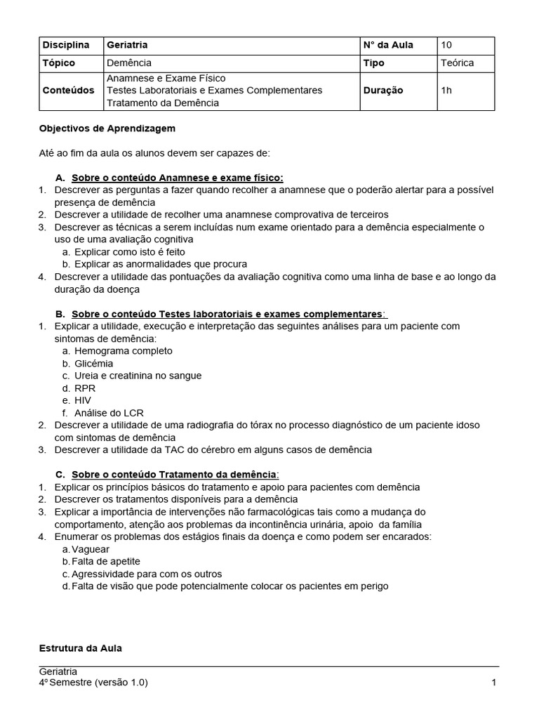 Geriat PA10 Demencia Anam ExamFisico TestLab Tratam Abr12 FINAL | PDF ...