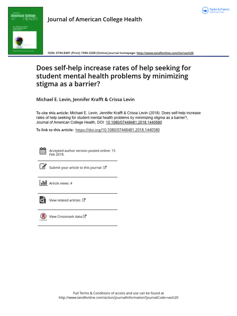 Does Self-Help Increase Rates of Help Seeking For Student Mental Health ...