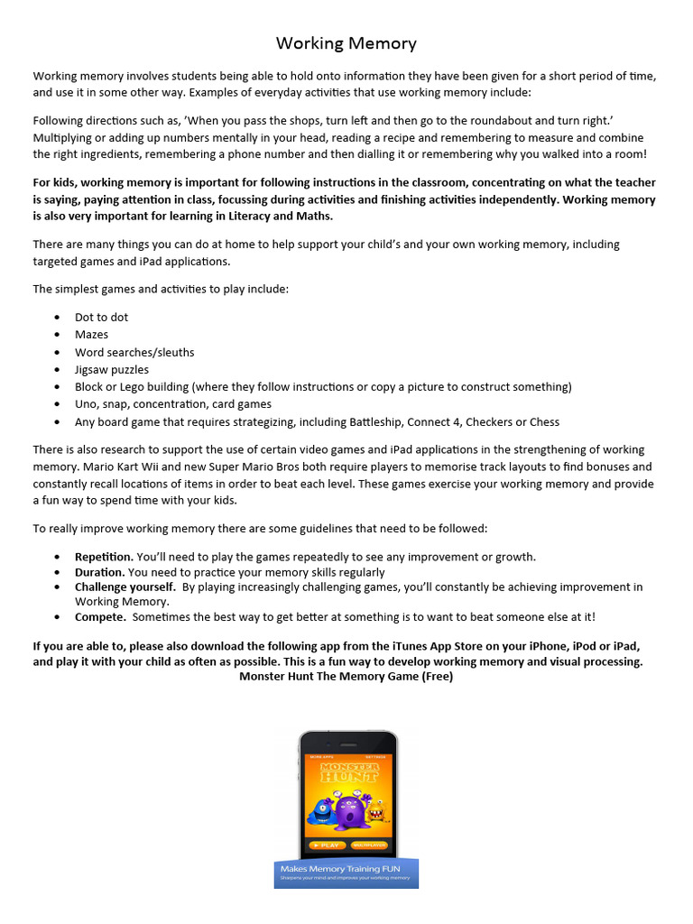 working_memory | Download Free PDF | Memory | Working Memory