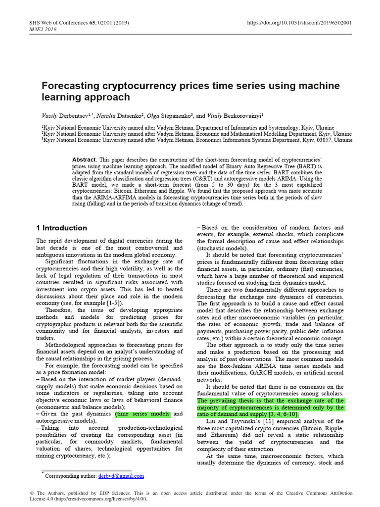 Forecasting Cryptocurrency Prices Time Series Usin | PDF | Time Series | Forecasting