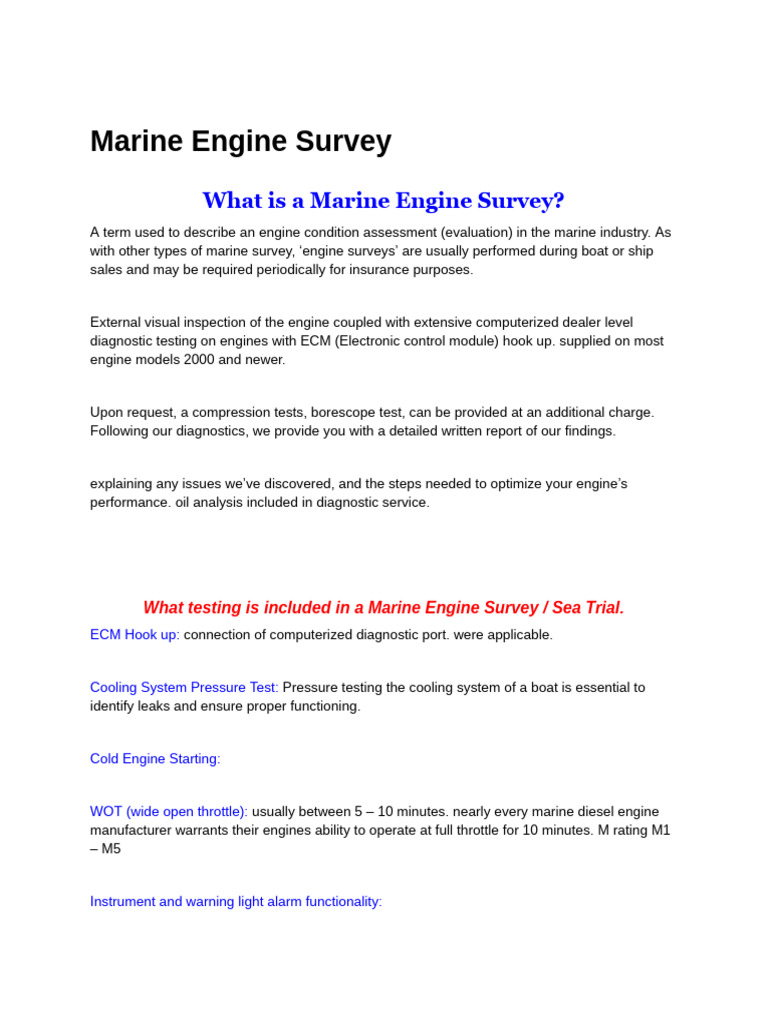 Marine Engine Survey | PDF