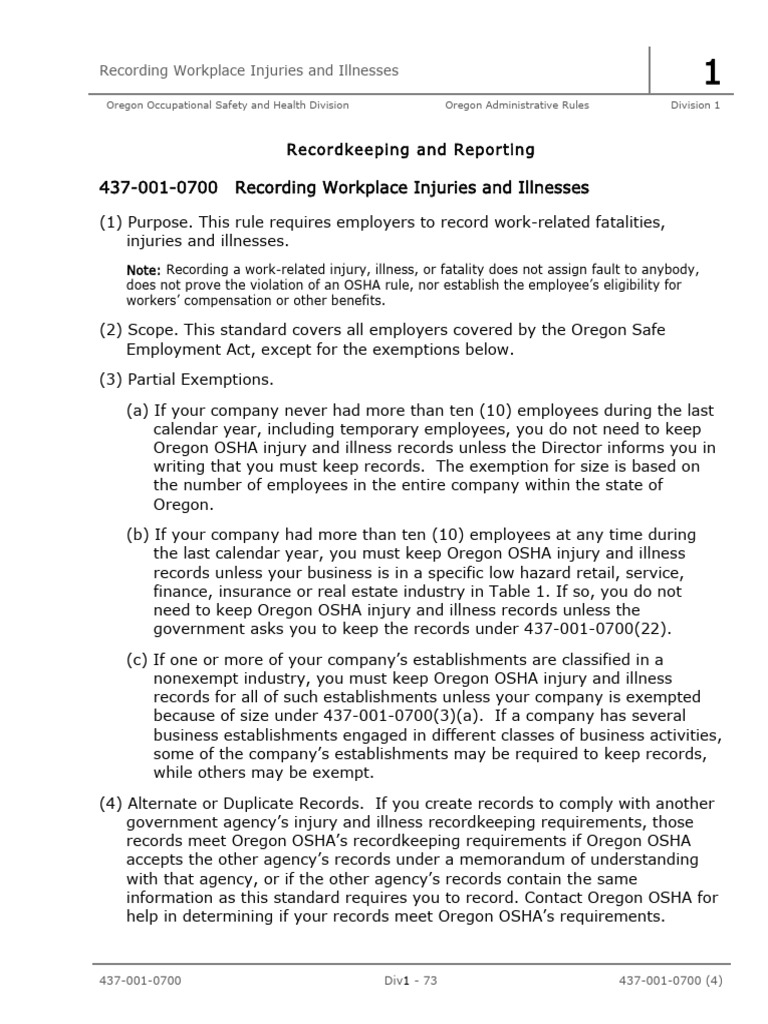 Excepciones OSHA 300 | PDF | Occupational Safety And Health ...