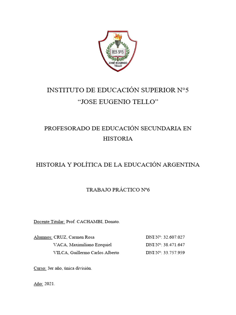 CRUZ, VACA, VILCA - Trab. Prác. N°6 | PDF | Neoliberalismo | Enseñando