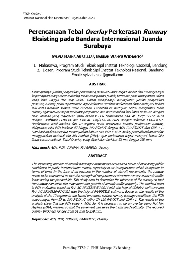 Perencanaan Tebal Overlay Perkerasan Runway Eksisting Pada Bandara Internasional Juanda Surabaya ...
