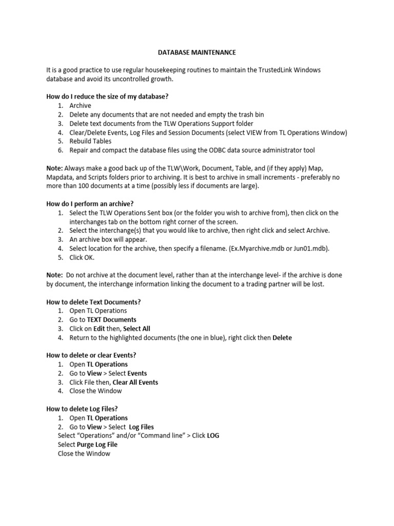 Database Maintenance | PDF | Computer File | Microsoft Windows