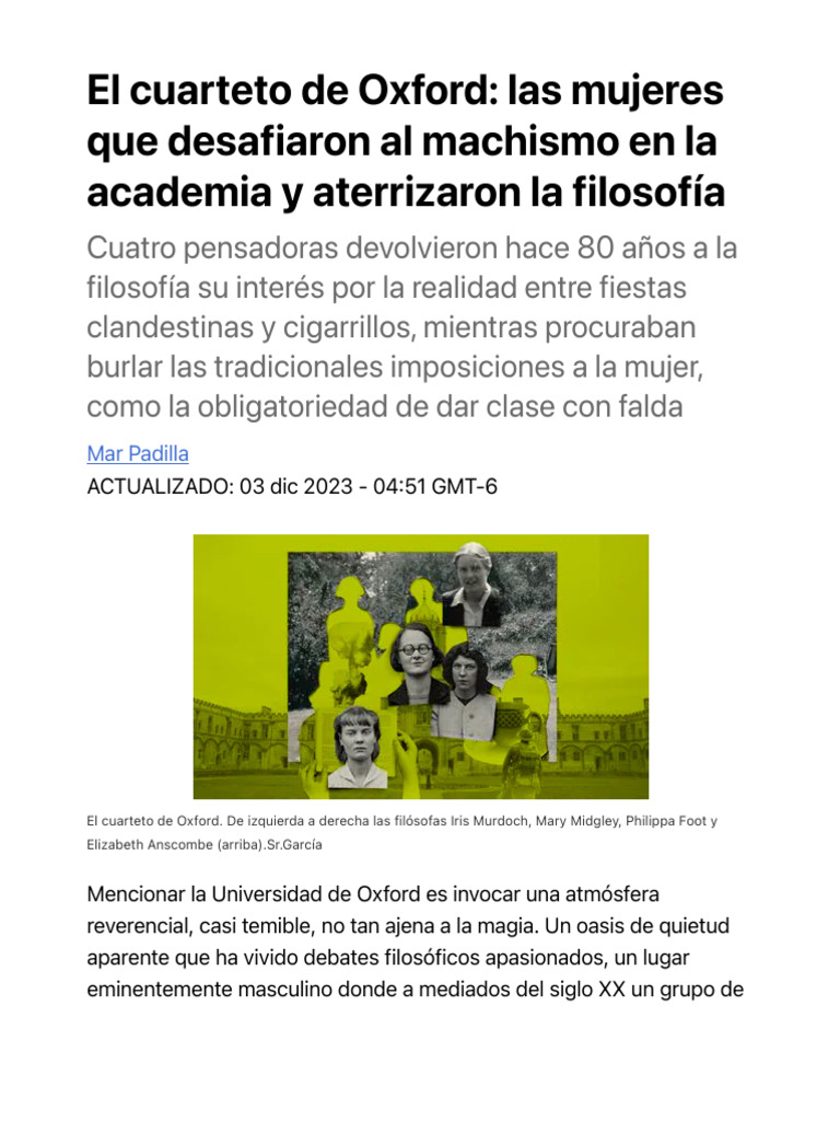Mar Padilla - El Cuarteto de Oxford - Las Mujeres Que Desafiaron Al Machismo en La Academia y ...