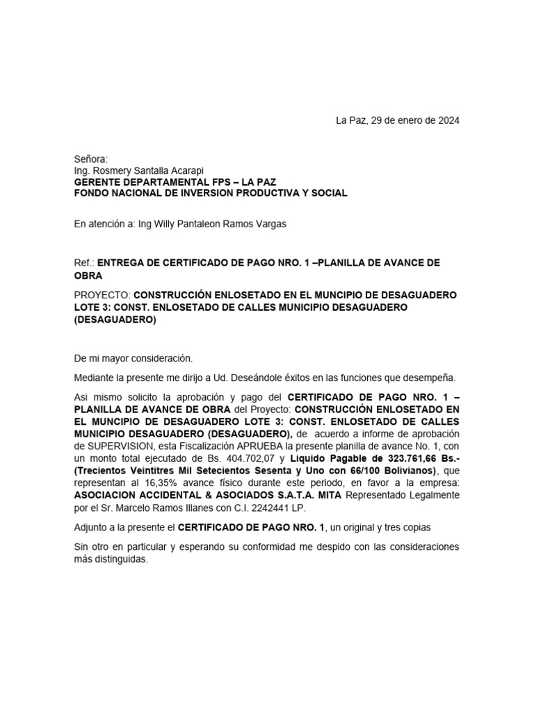 1. NOTA DE SOLICITUD DE PAGO | PDF