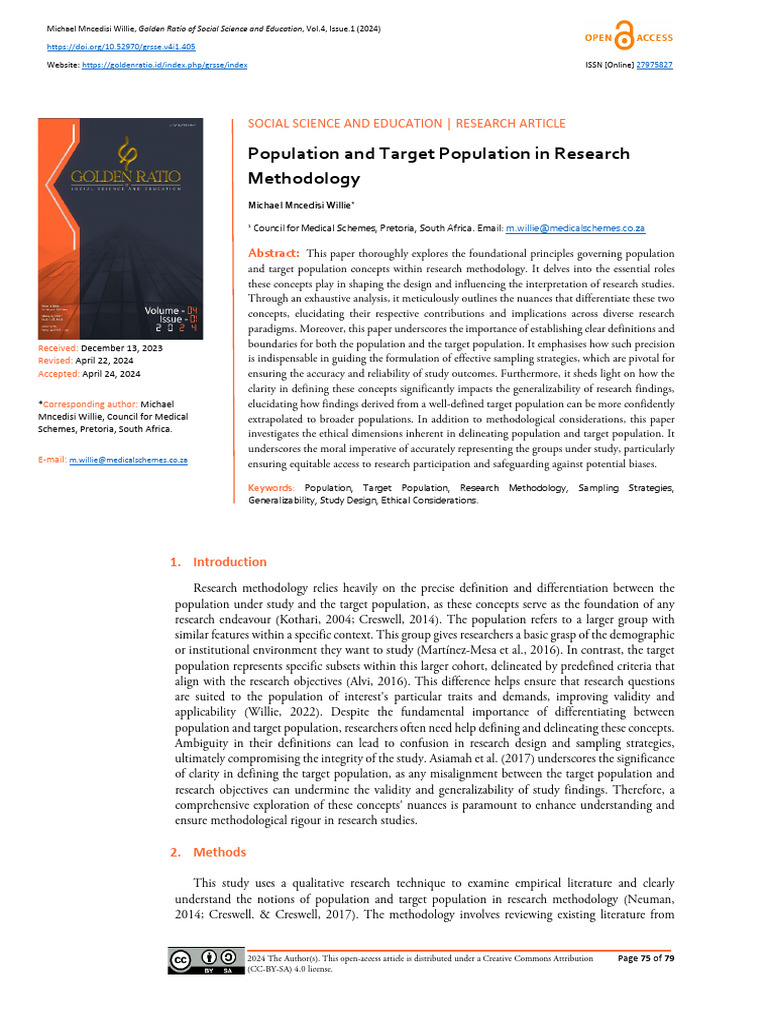 Population vs. Target Population in Research | PDF | Methodology ...