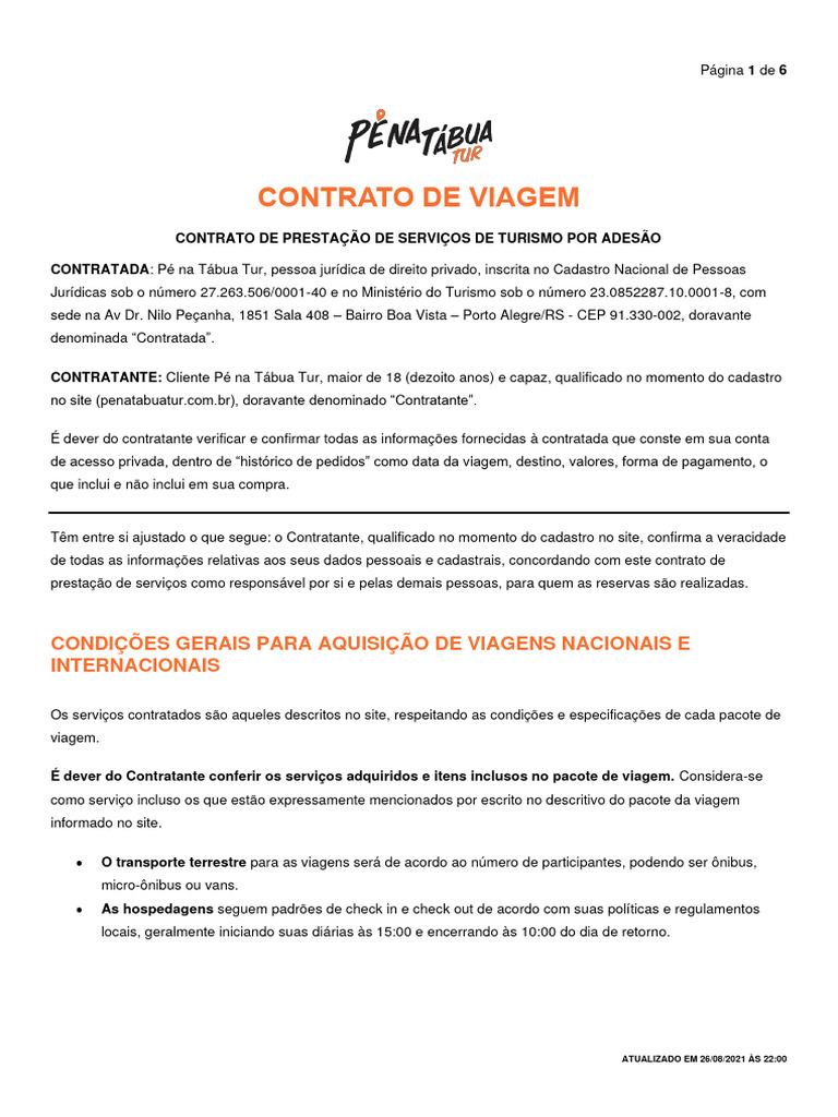 Contrato de Viagem 20210826 2200 | PDF | Cartão de crédito | Crédito