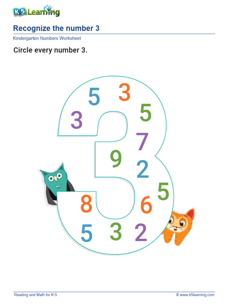Kindergarten Worksheet: Circle Number 3 | PDF