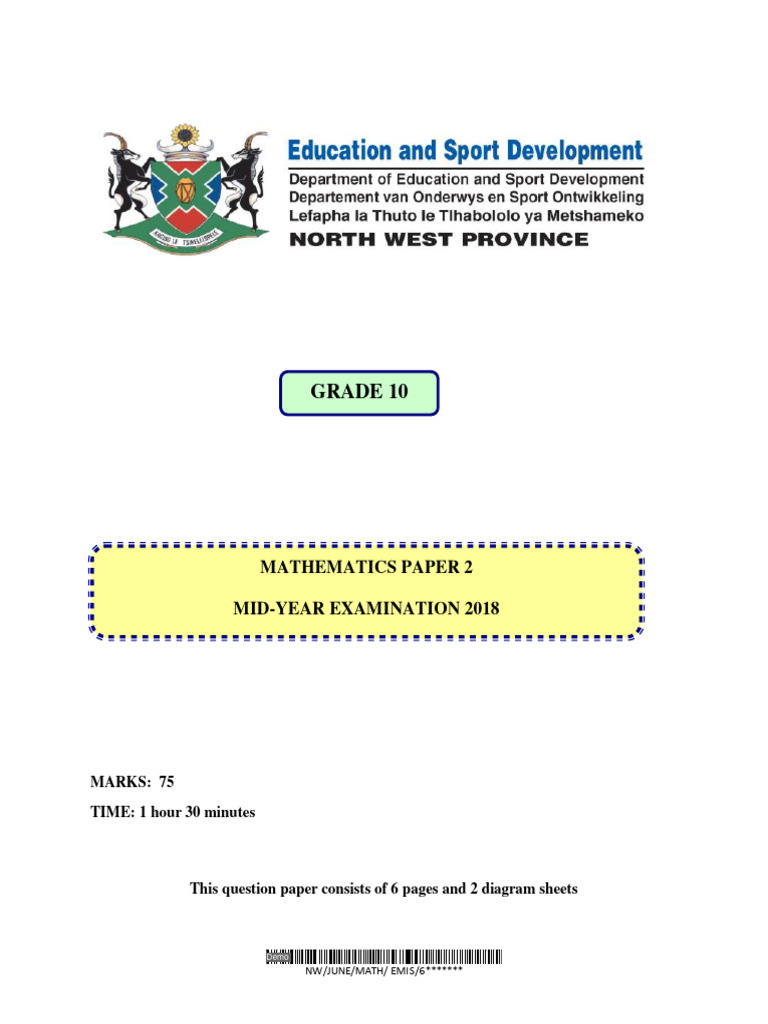 Mathematics GR 10 Paper 2 1 | PDF | Elementary Geometry | Euclidean ...