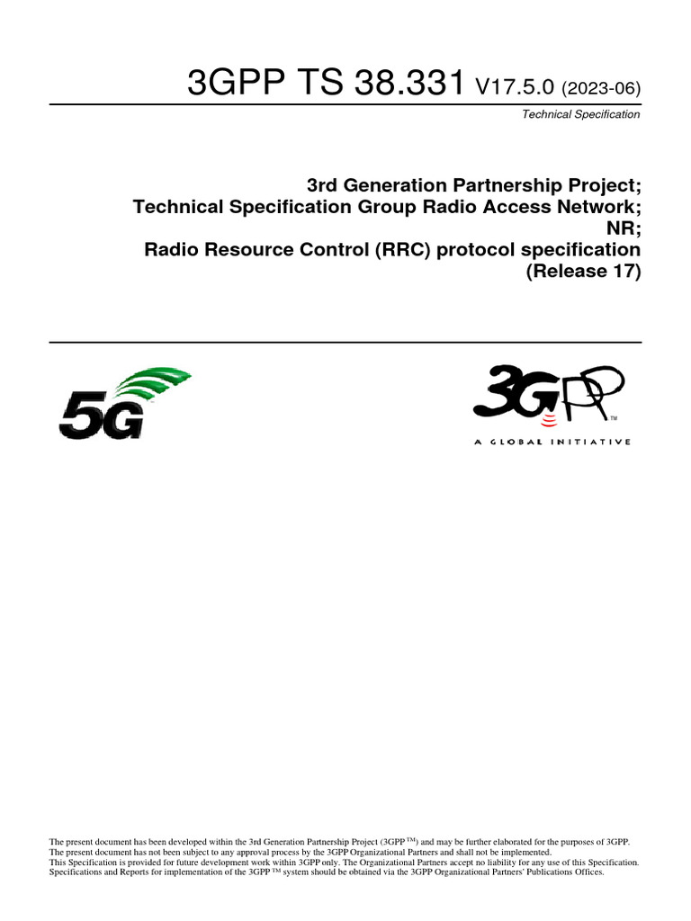 3GPP TS 38.331 | PDF | 3 Gpp | Telecommunications