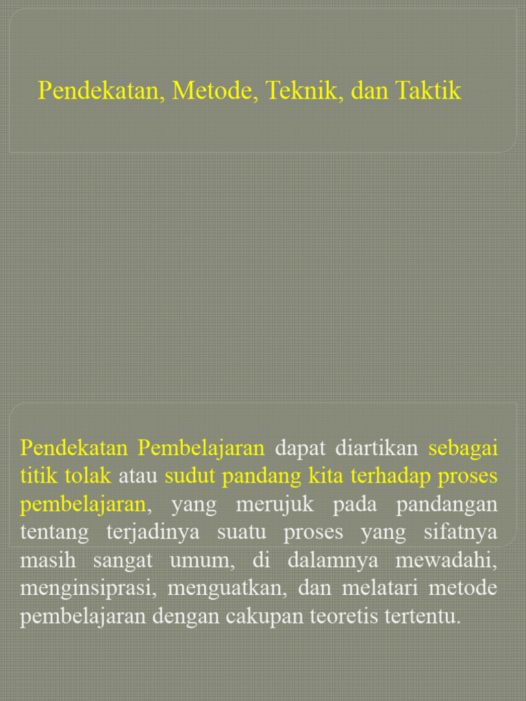 5 Pendekatan_Metode_Teknik dan Taktik | PDF