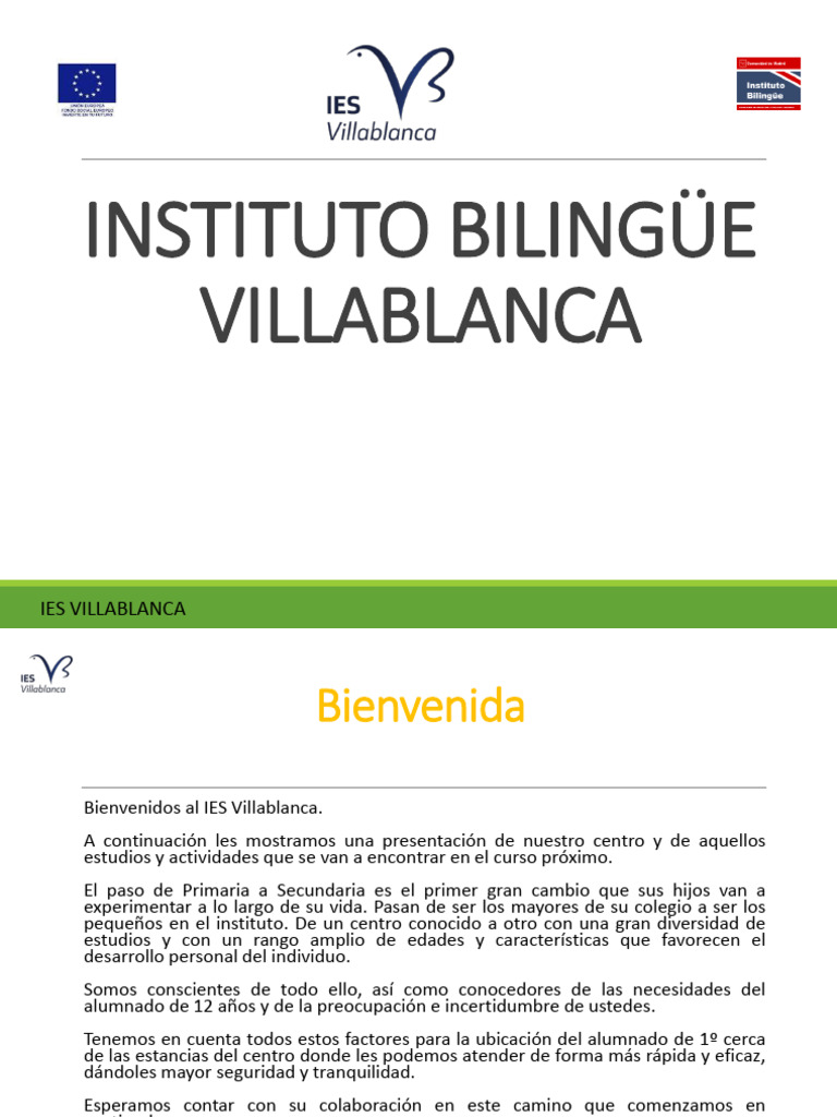 IES Villablanca 1oESO 2024 | PDF | Educación primaria | Multilingüismo