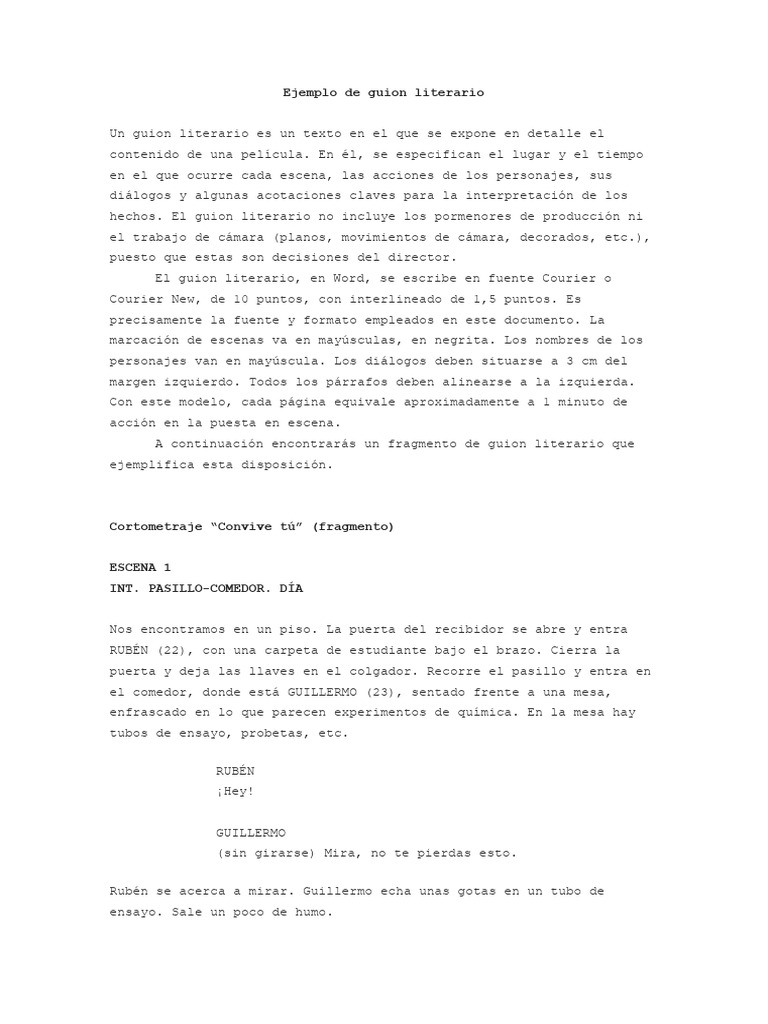 Ejemplo de Guion Literario | PDF