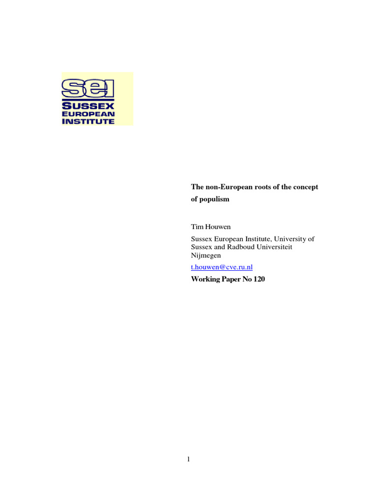 Understanding Populism's Conceptual History | PDF | Populism | People's ...