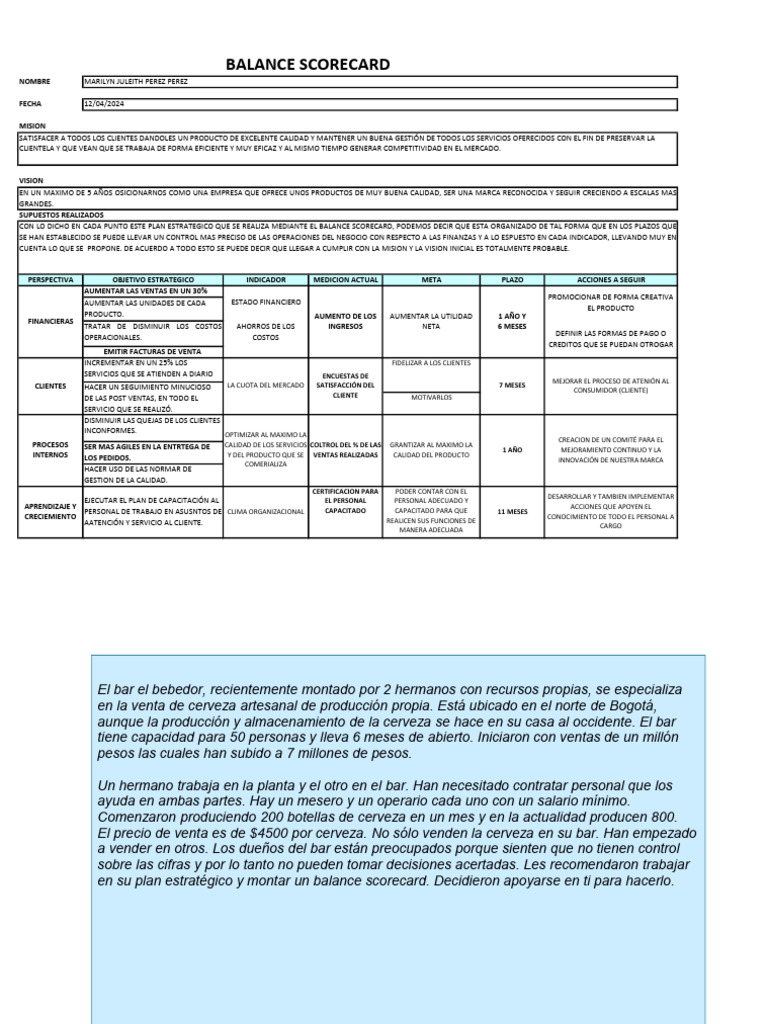 BALANCE SCORECARD | Descargar gratis PDF | Calidad (comercial ...