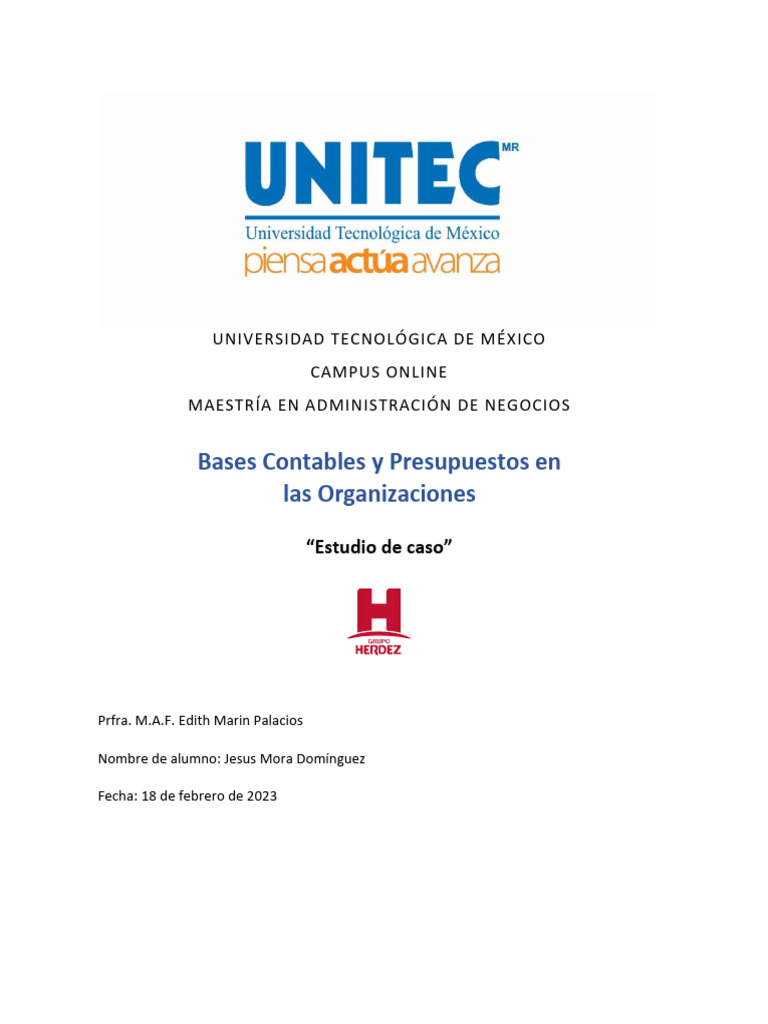 Bases Contables y Presupuestos en Las Organizaciones Herdez | PDF ...