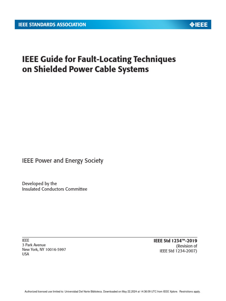 IEEE Guide For Fault-Locating Techniques On Shielded Power Cable Systems | PDF | Electrical ...