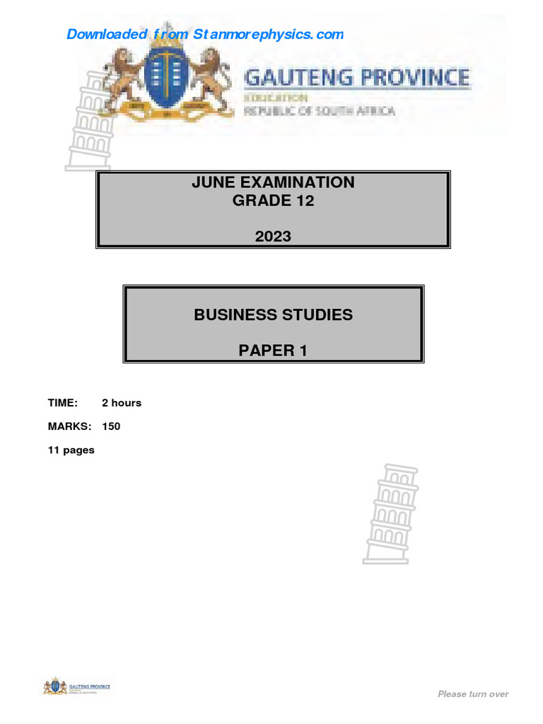 GP Business Studies Grade 12 June 2023 P1 and Memo | Download Free PDF ...