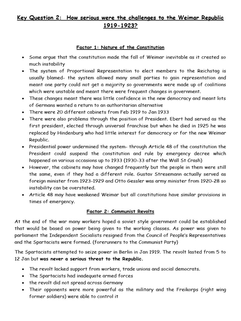 Session 2 Weimar | PDF | Weimar Republic | Hyperinflation In The Weimar Republic