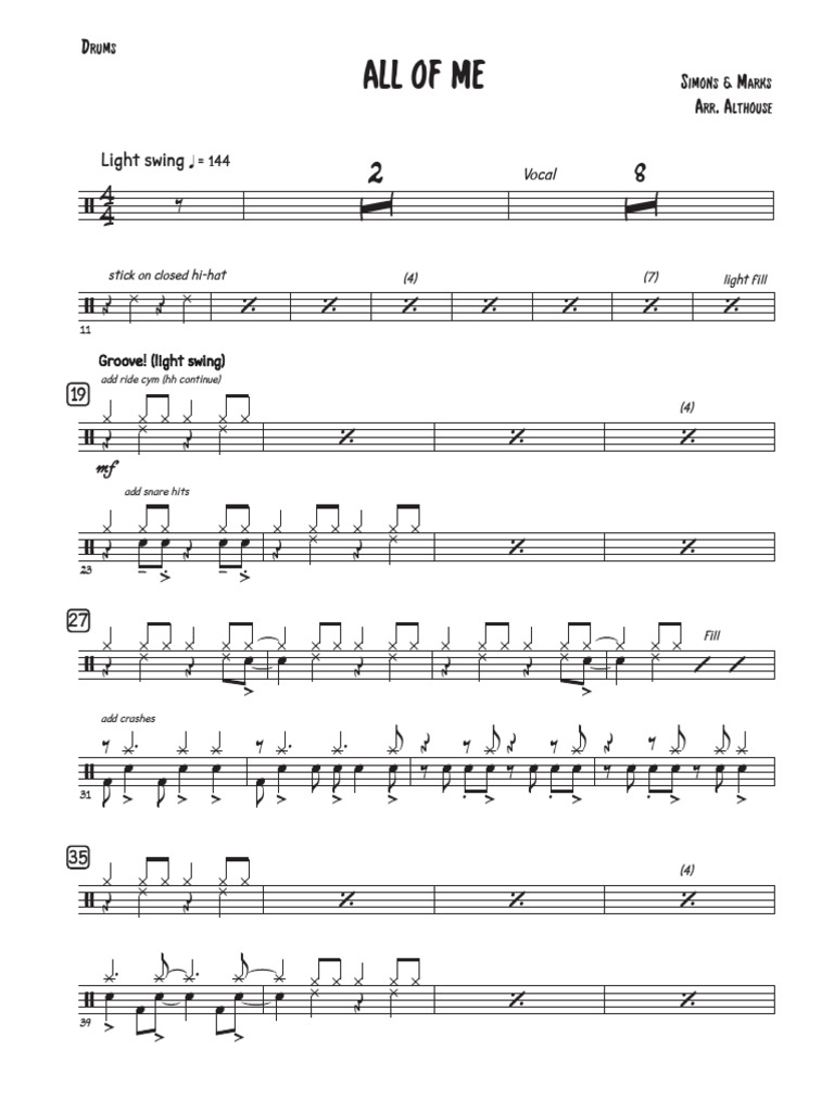 All Of Me Drums Pdf