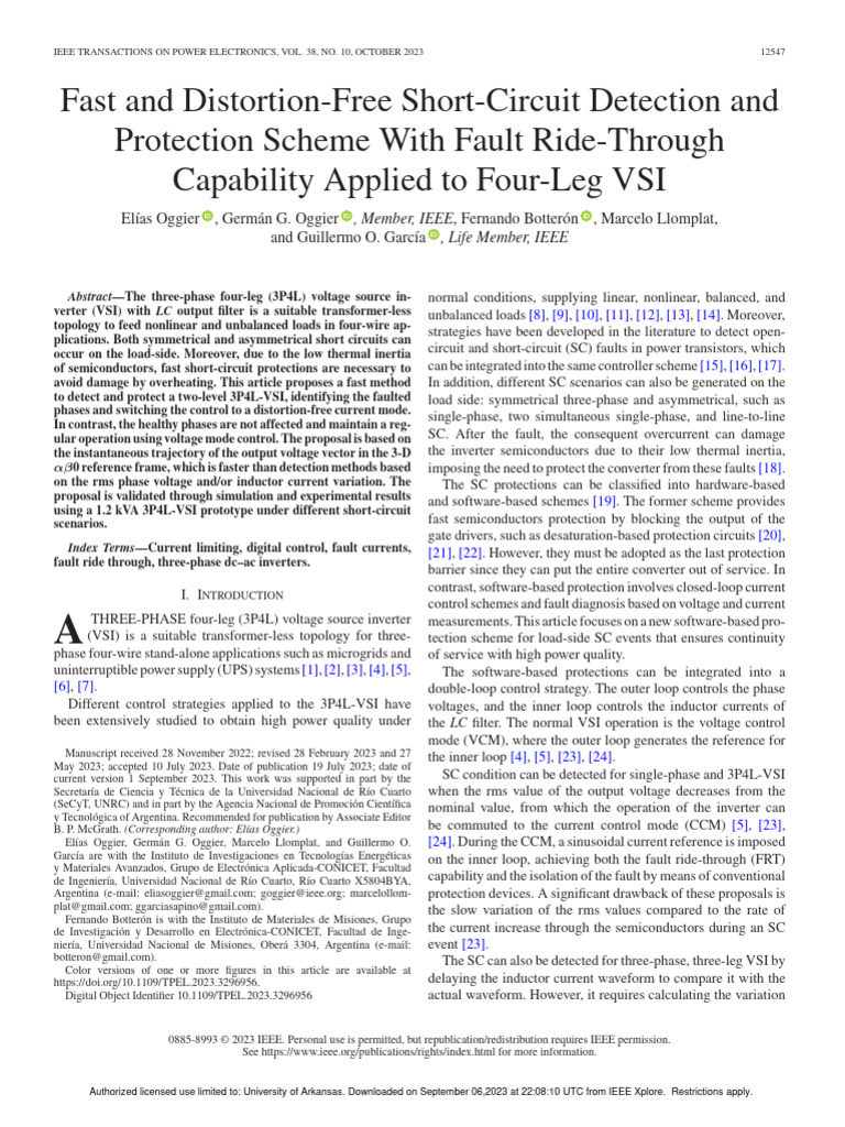 Fast Short-Circuit Detection for 3P4L-VSI | PDF | Power Inverter ...