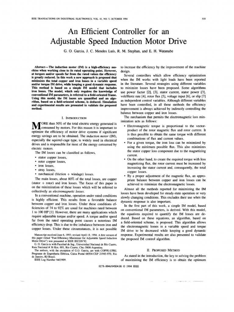 An Efficient Controller For An Adjustable Speed Induction Motor Drive ...