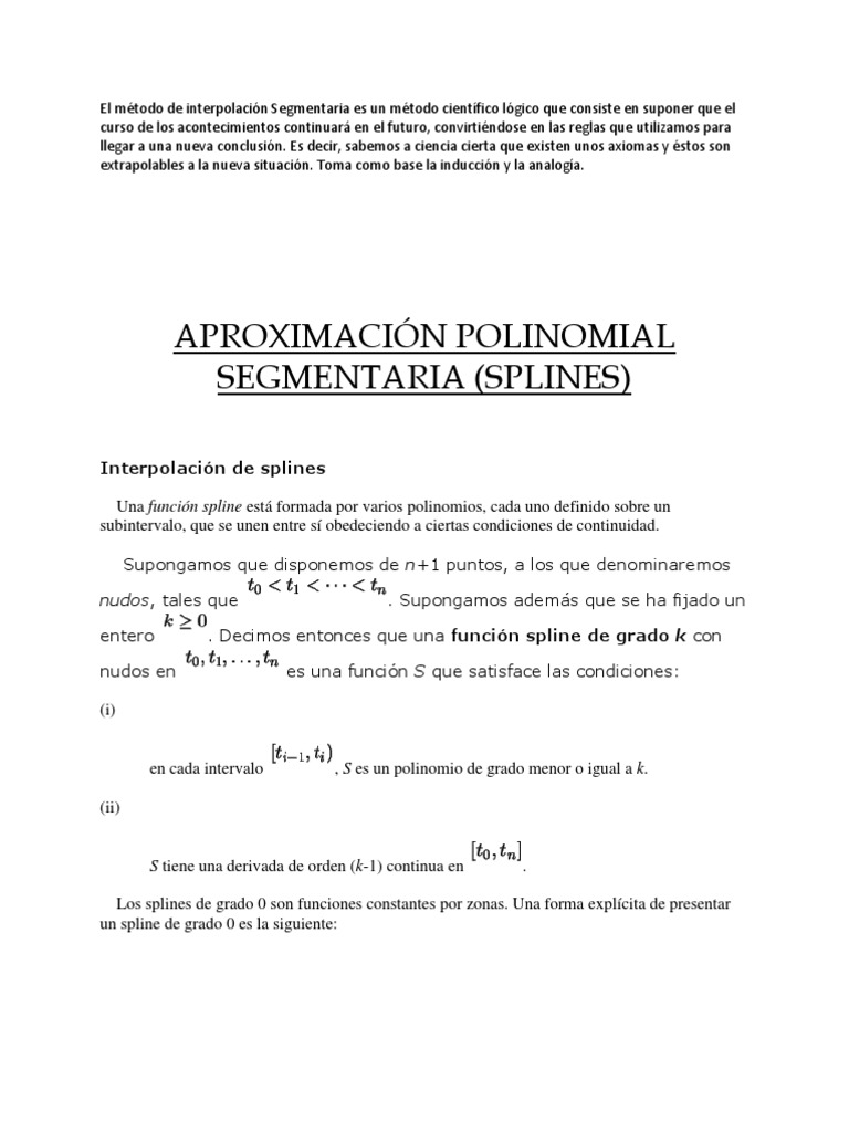 Interpolación con Splines Cúbicos | PDF | Spline (Matemáticas) | Ecuaciones