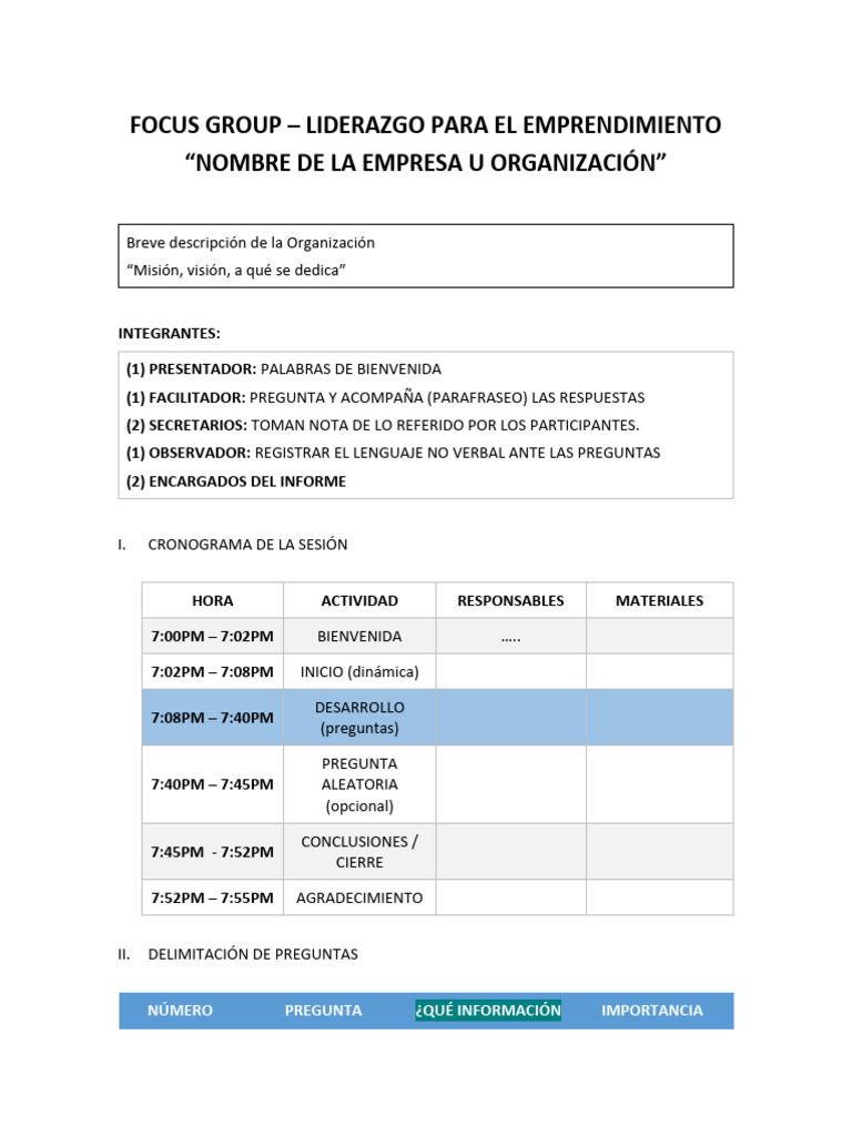 ESQUEMA DEL FOCUS GROUP | PDF | Cognición