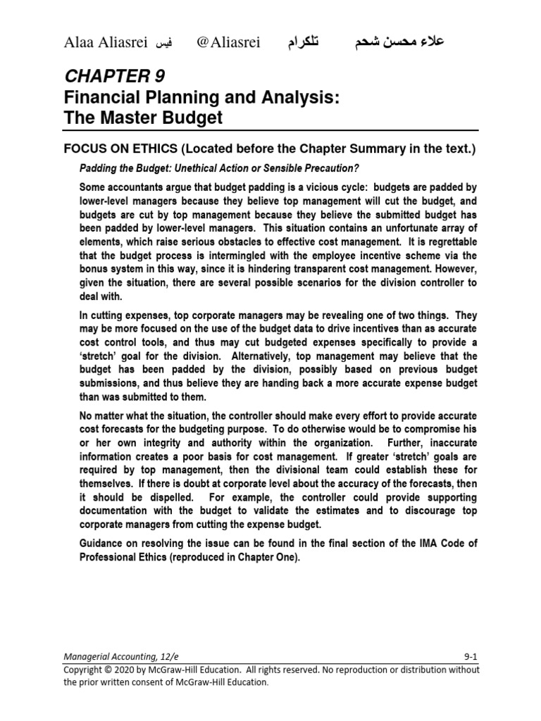 Hilton Platt 12e SM Chap09 | PDF | Budget | Cloud Computing