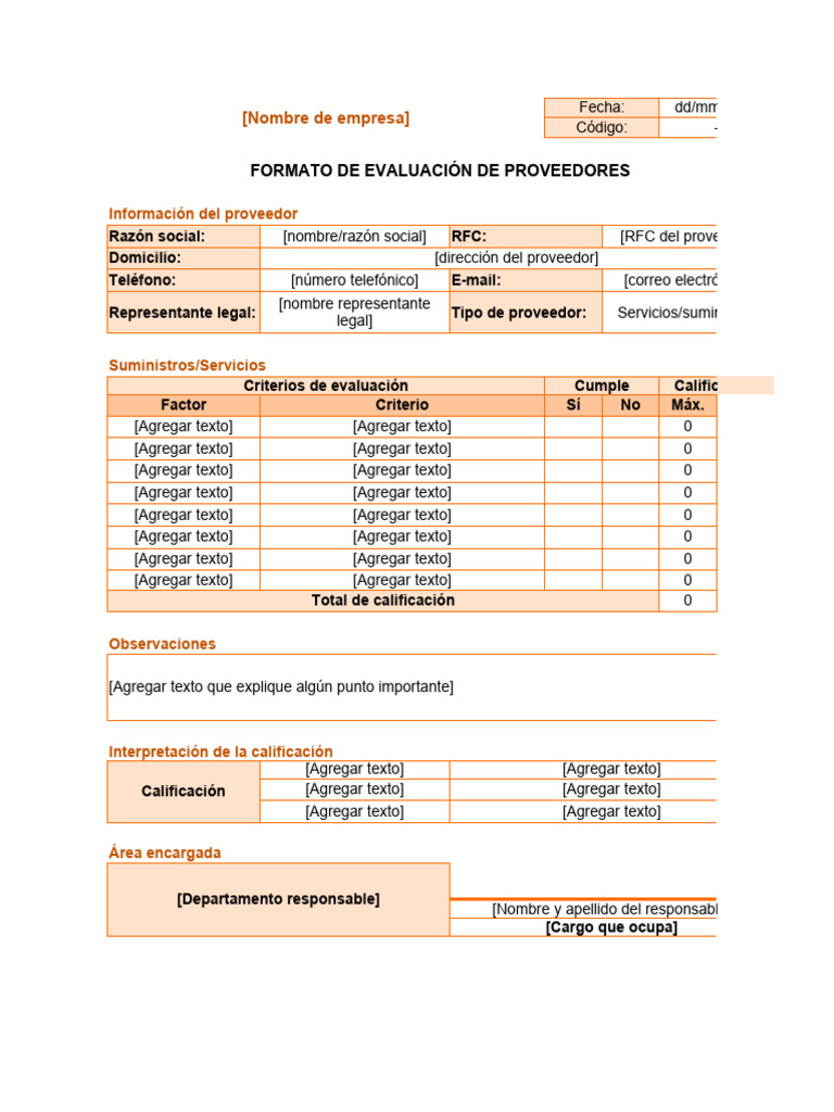 Formato de Evaluacion de Proveedores | PDF | Informática Formato de Evaluacion de Proveedores | PDF | Informática