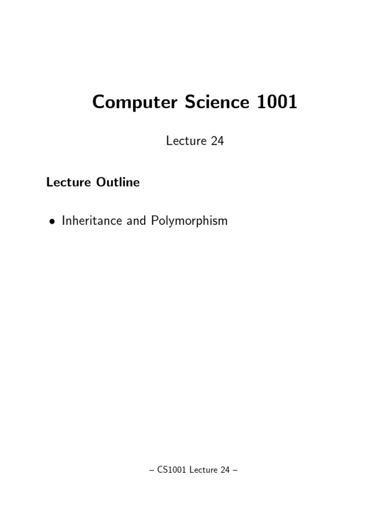 Lecture 24 | PDF | Inheritance (Object Oriented Programming) | Method (Computer Programming)