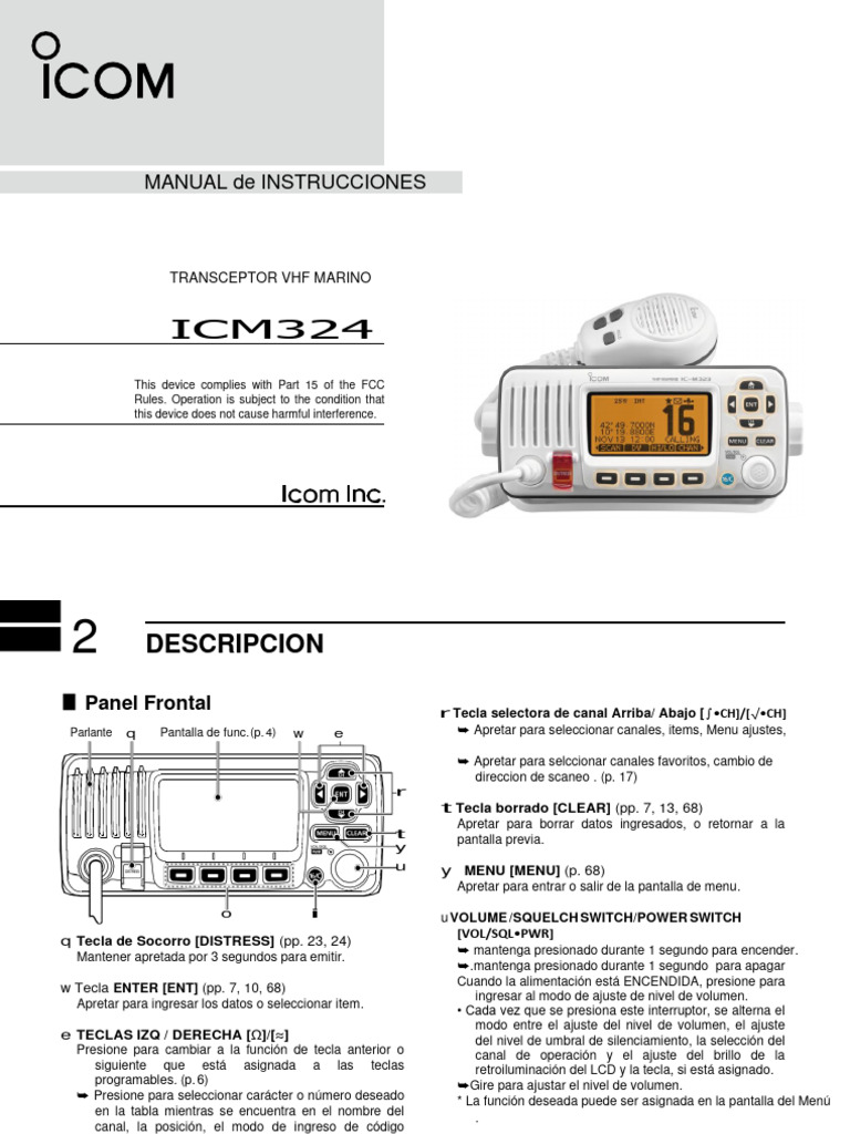 Icom IC-M324 Manual Instrucción | PDF | Ingenieria Eléctrica ...
