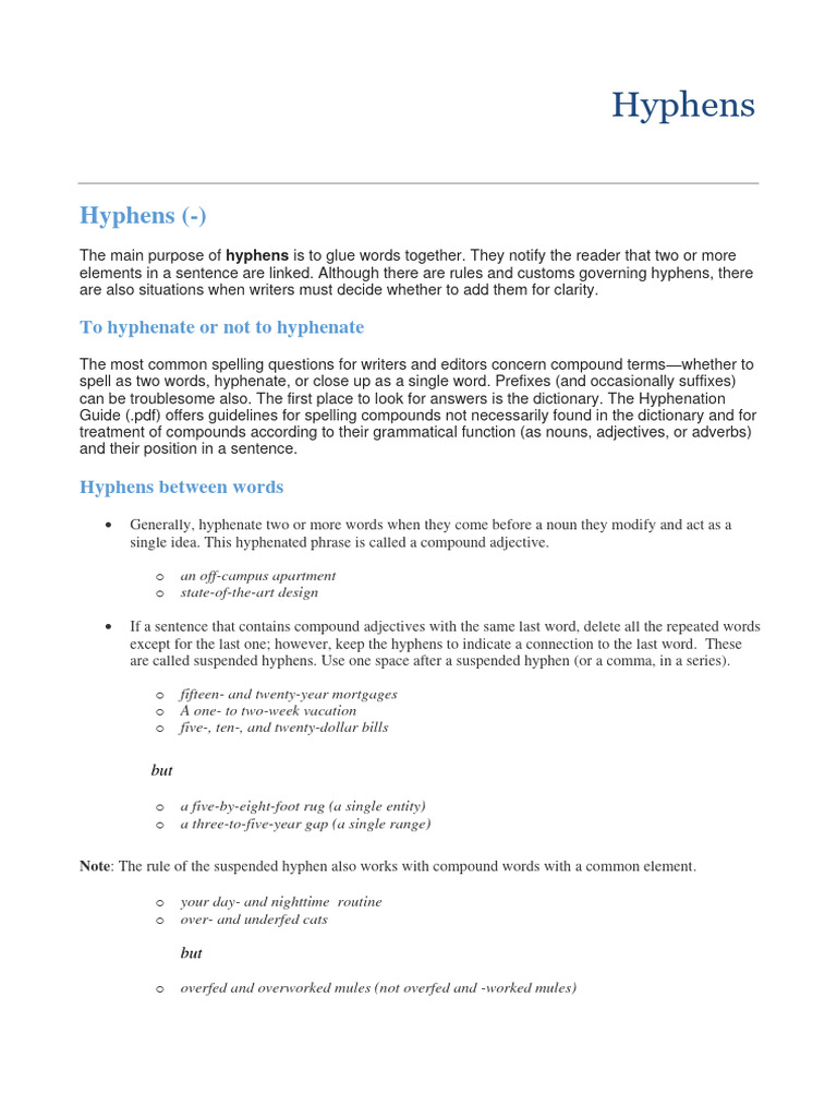 Hyphens | PDF | Word | Language Mechanics
