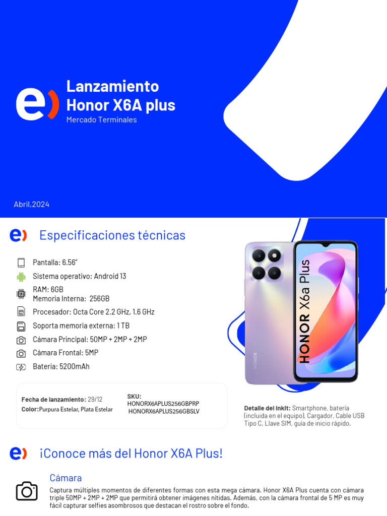 Honor X6A Plus | PDF | Procesador Multi Core | Smartphone