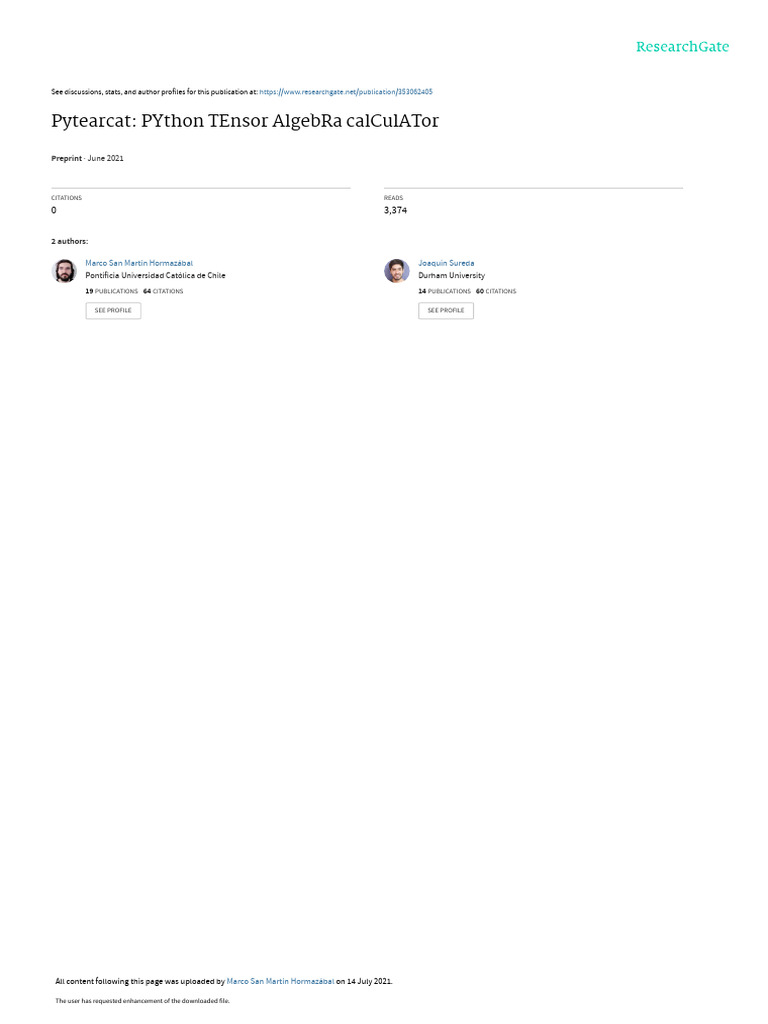 Pytearcat PYthon TEnsor AlgebRa calCulATor | PDF | Tensor | Physics