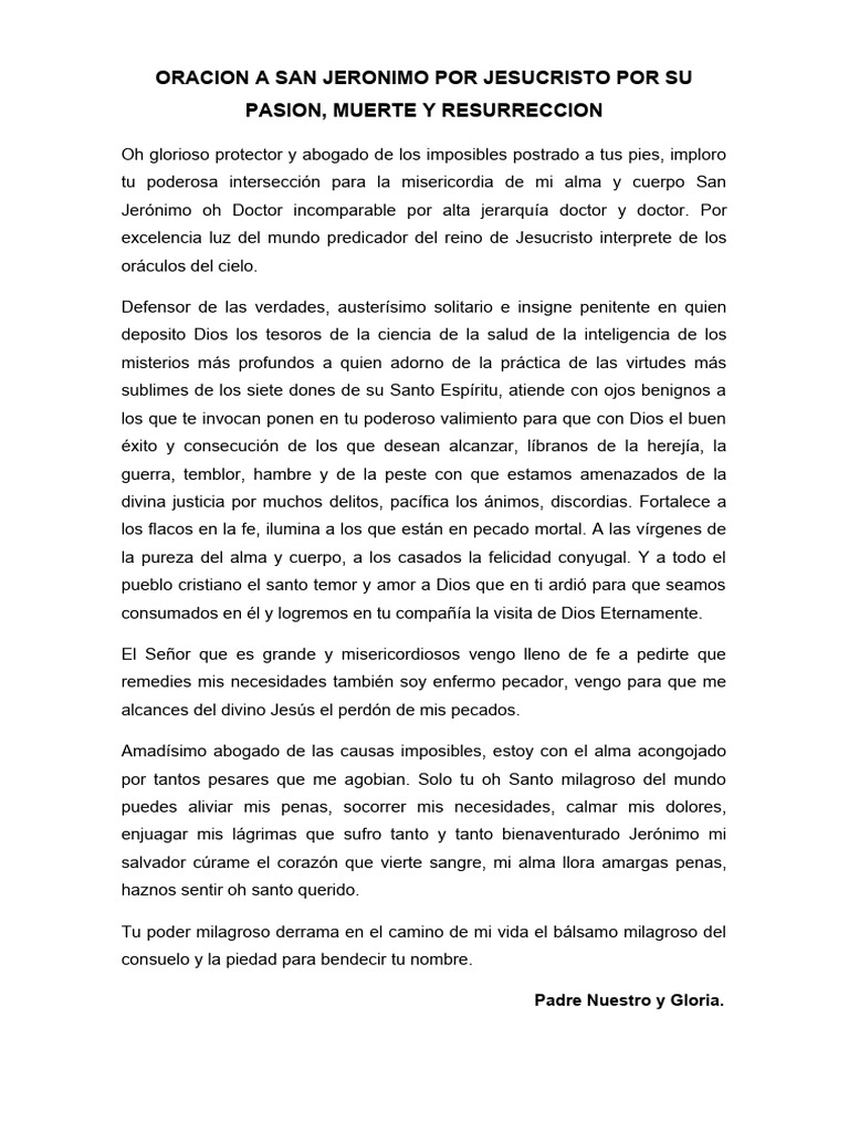 ORACION A SAN JERONIMO | PDF | Cristo (título) | Oración