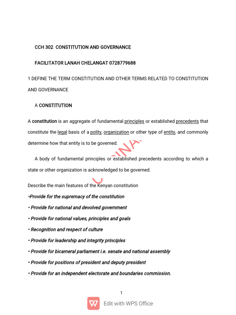 CCH 302 Constitution Nad Governance | PDF | Government | Forms Of ...