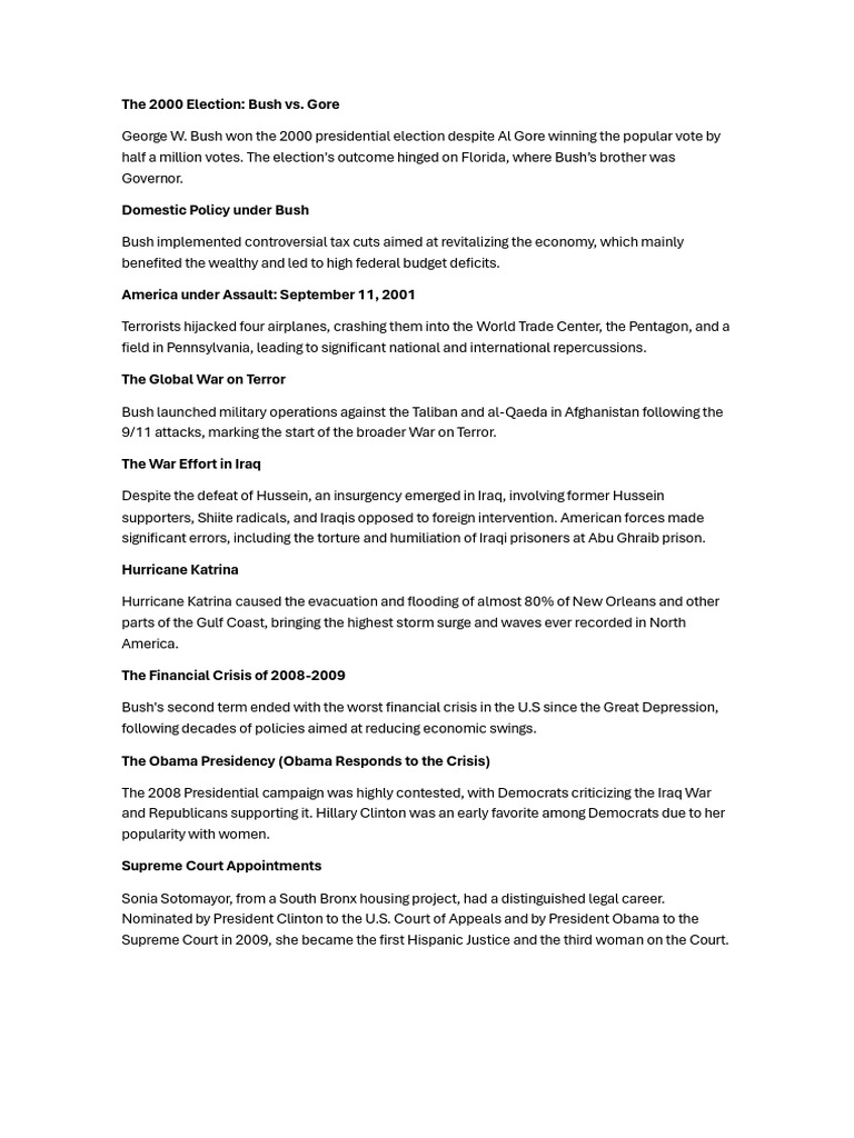 2000 Election: Bush vs. Gore Overview | PDF