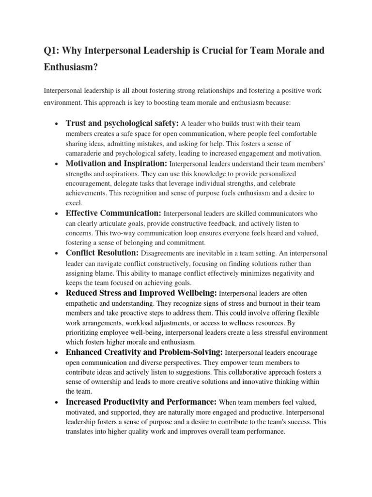 Why Interpersonal Leadership Is Crucial For Team Morale and | PDF ...