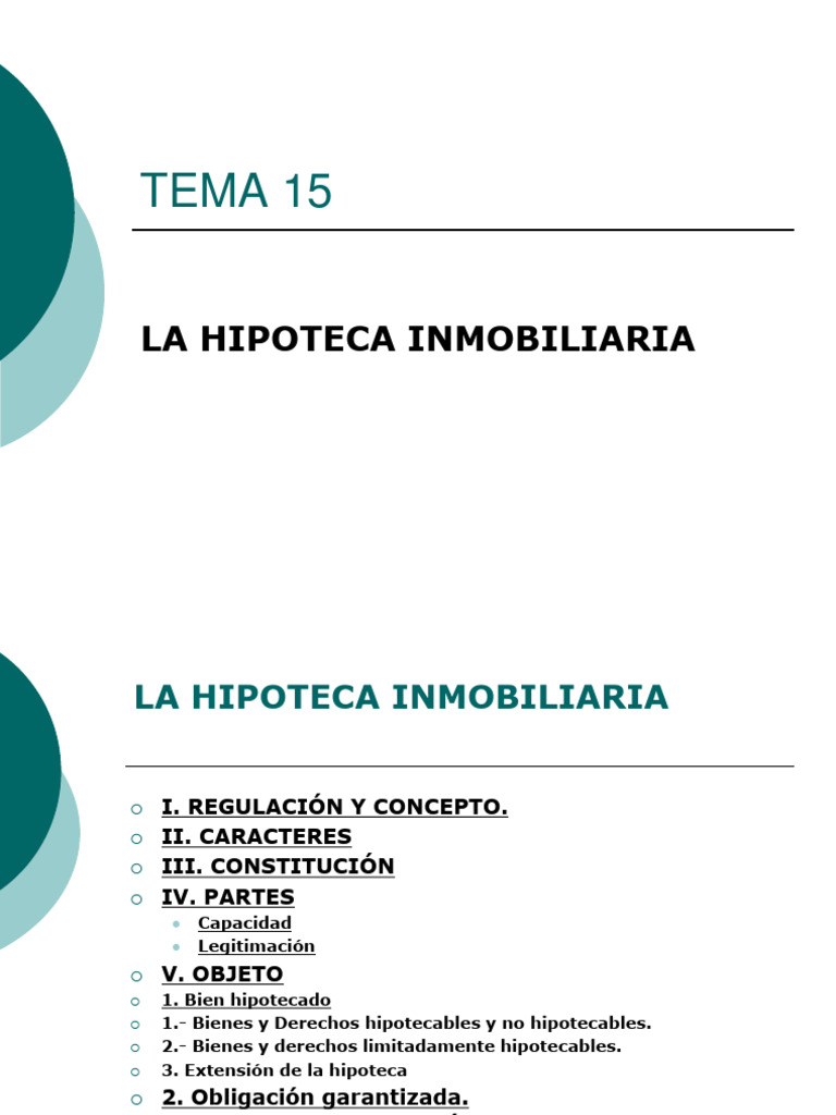 Tema 15 Civil | PDF | Ley de hipotecas | Ley común