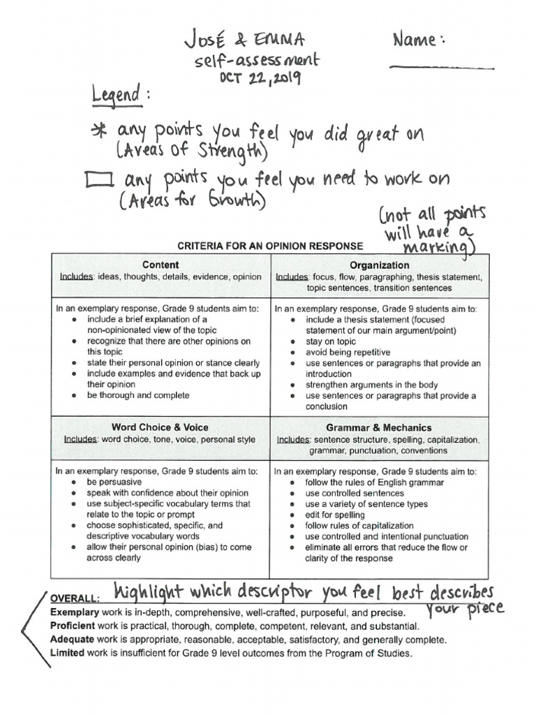 Jose Emma Self-Assessment Form - Scanned | PDF