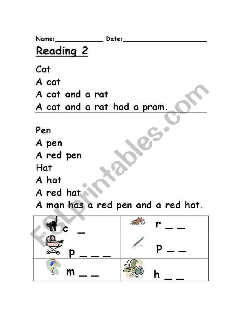1-Phonics Reading 2 | PDF