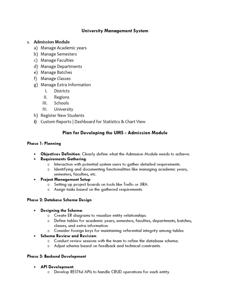 UMS Module & Plan For Developing | PDF | Databases | Java Script