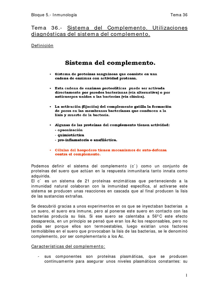 Tema 36 | PDF | Sistema complementario | Biología
