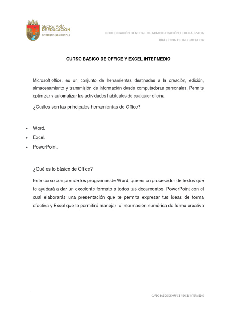 Manual Office Basico Avanzado | PDF | Microsoft Excel | Hoja de cálculo