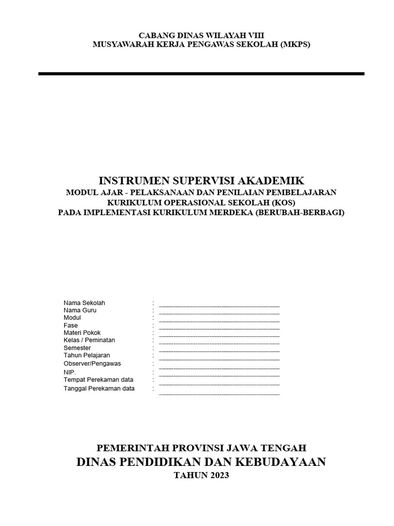 Instrumen Supervisi Akademik Kurikulum Merdeka | PDF | Karier & Perkembangan