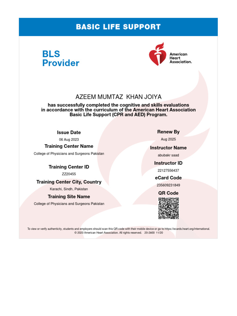 BLS Certification eCard Details | PDF