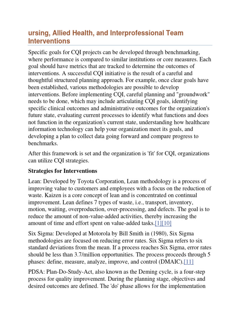 Continuous quality improvement within the manufacturing process | PDF ...